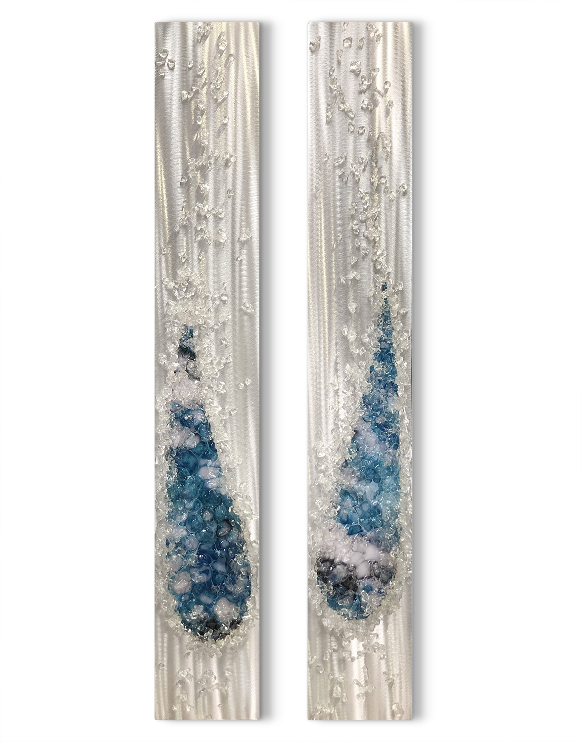 Angel Tears Large Crystal Set, Ocean - Silver Wall Art, Contemporary Art UK