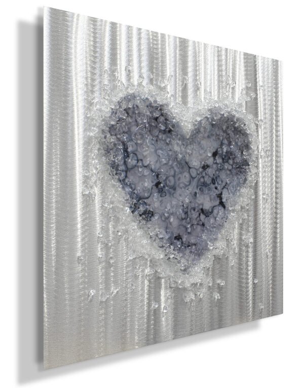 Large 50cm Crystal Love Heart, Grey - Silver Wall Art, Contemporary Art UK